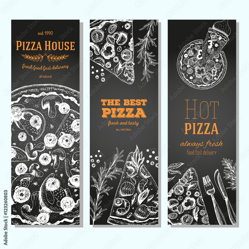 Pizza banner design template. Flyer design collection. Vector ...