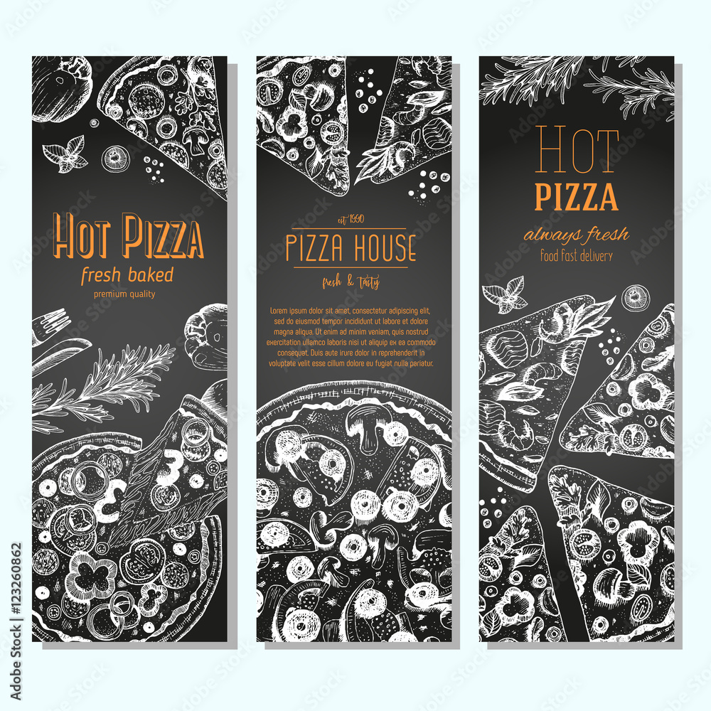 Pizza banner design template. Flyer design collection. Vector ...