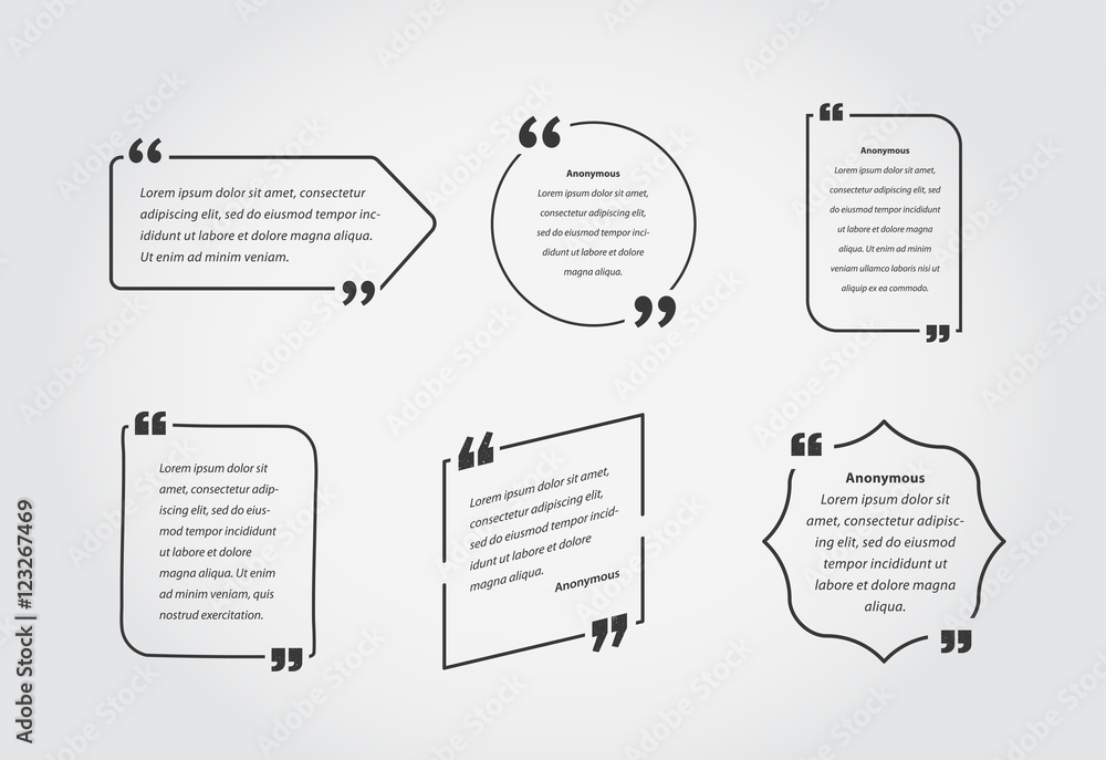 Empty Quote Template Bubble. Template Vector Set. Stock Vector | Adobe ...