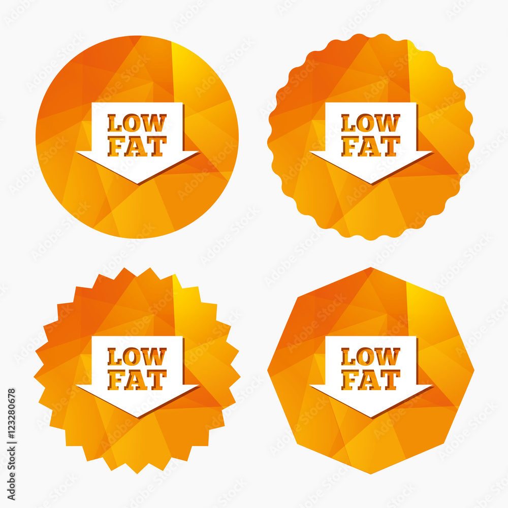 Low fat sign icon. Salt, sugar food symbol. Stock Vector | Adobe Stock