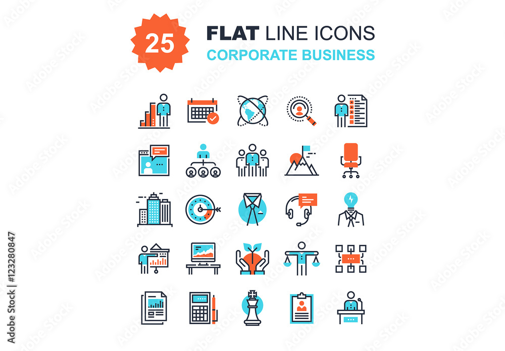 Corporate Business Icons Set Stock Template | Adobe Stock