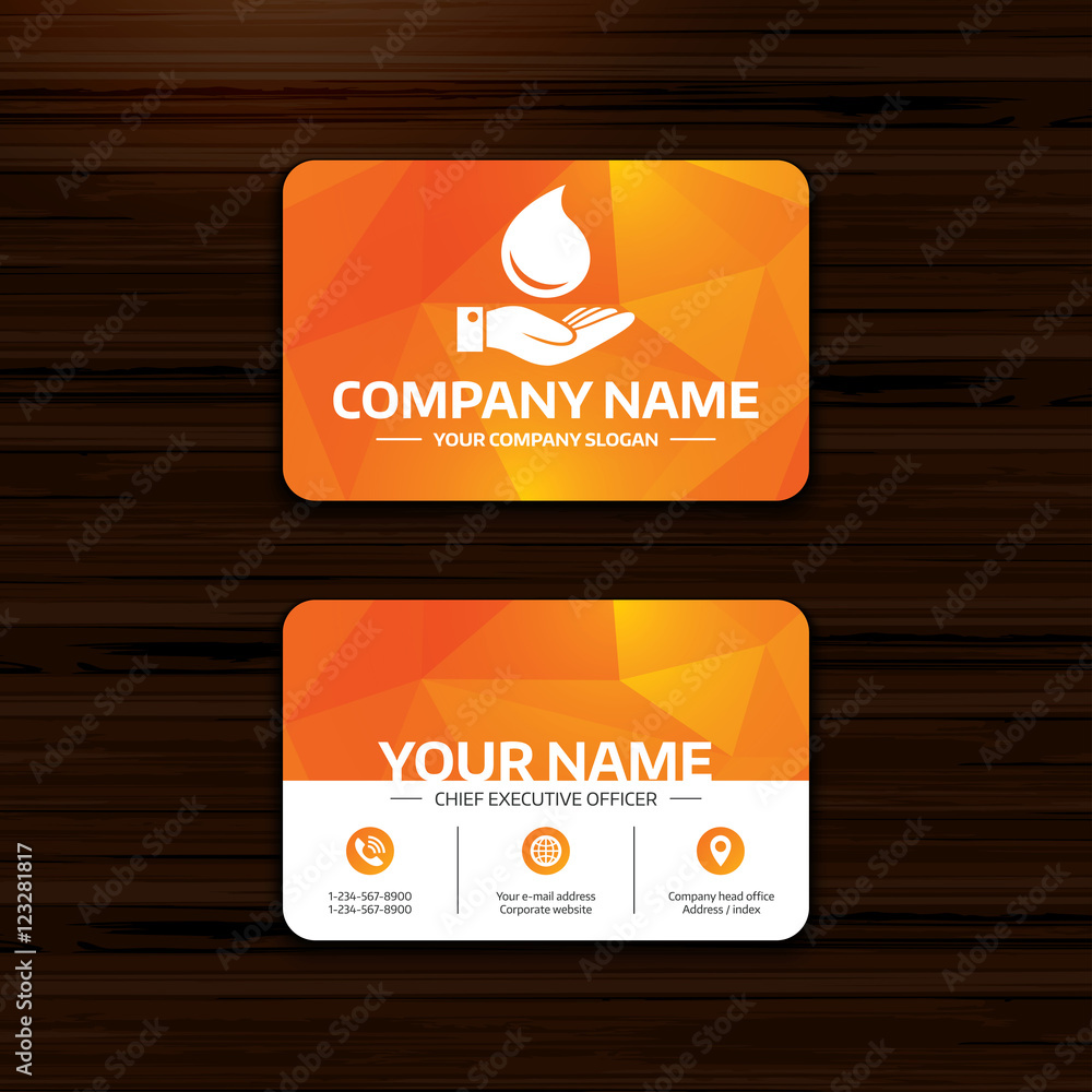 Water drop and hand sign. Save water symbol. Stock Vector | Adobe Stock