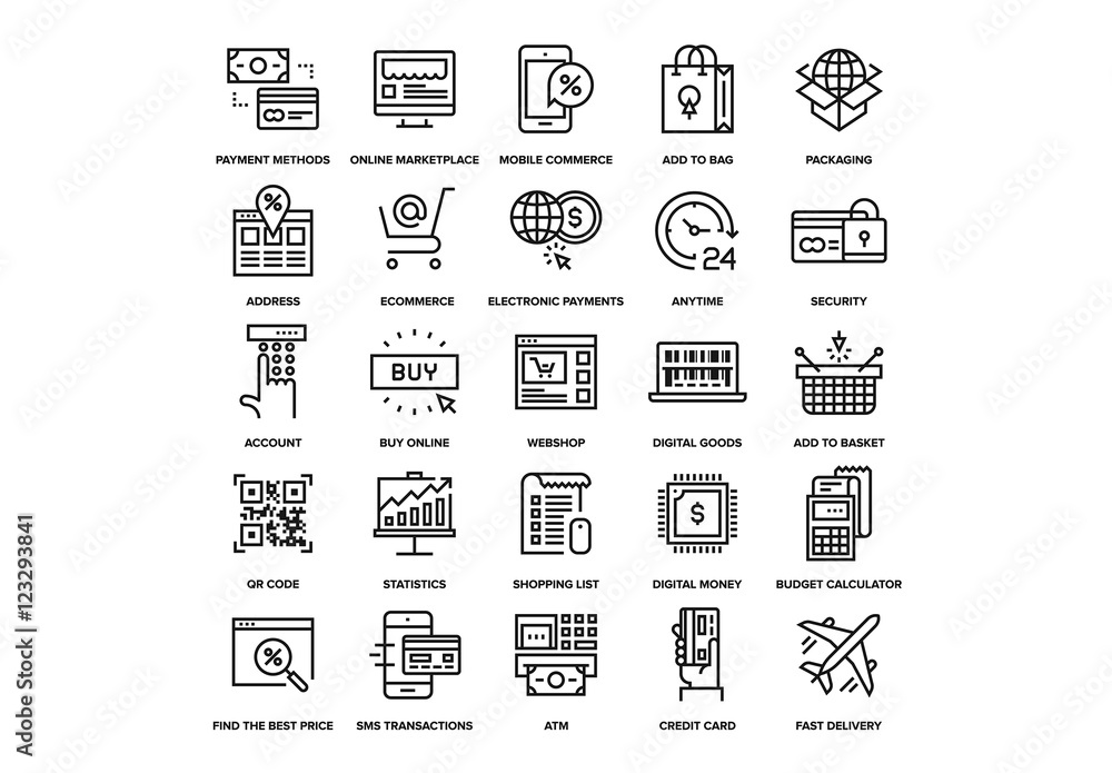 Digital Commerce Icons Set 02 Stock Template | Adobe Stock