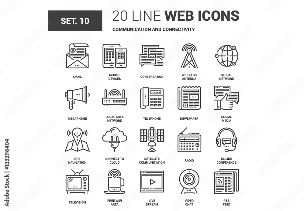 Communication Icons Set Stock Template | Adobe Stock