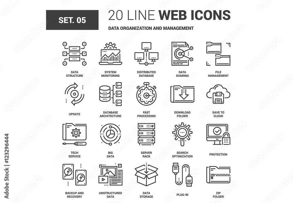 Data Management Icons Set Stock Template | Adobe Stock