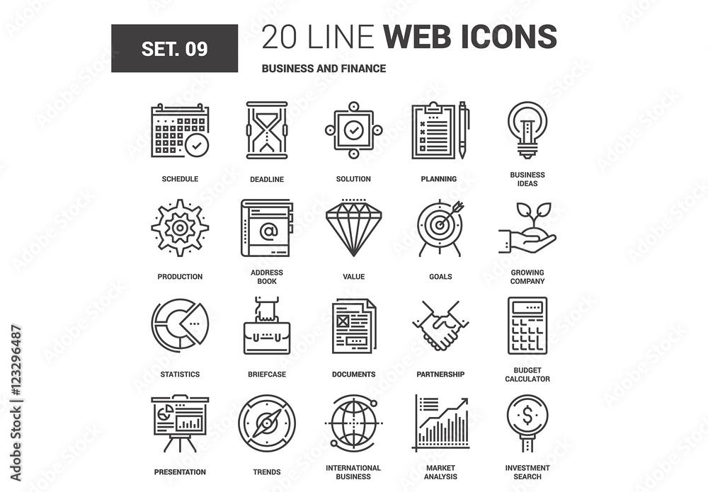 Business and Finance Icons Set Stock Template | Adobe Stock