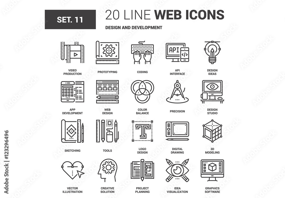 Deisgn and Development Icons Set Stock Template | Adobe Stock
