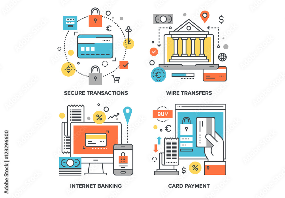 Internet Banking Illustrations Set Stock Template | Adobe Stock