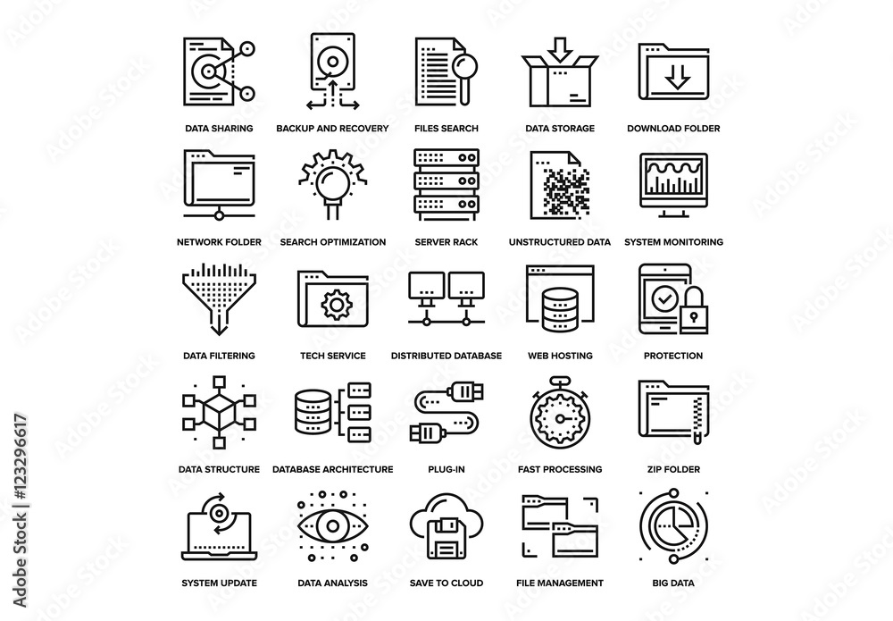 Data Management Icons Set Stock Template | Adobe Stock
