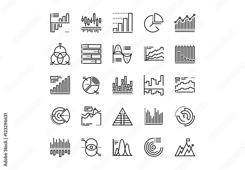 Charts and Diagrams Icons Set Stock Template | Adobe Stock
