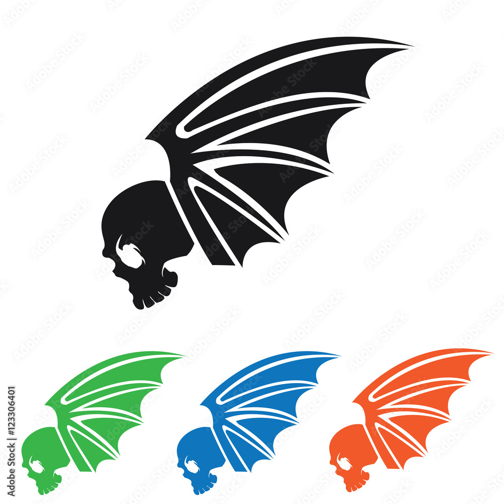 skull and bat wing symbol Stock Vector | Adobe Stock