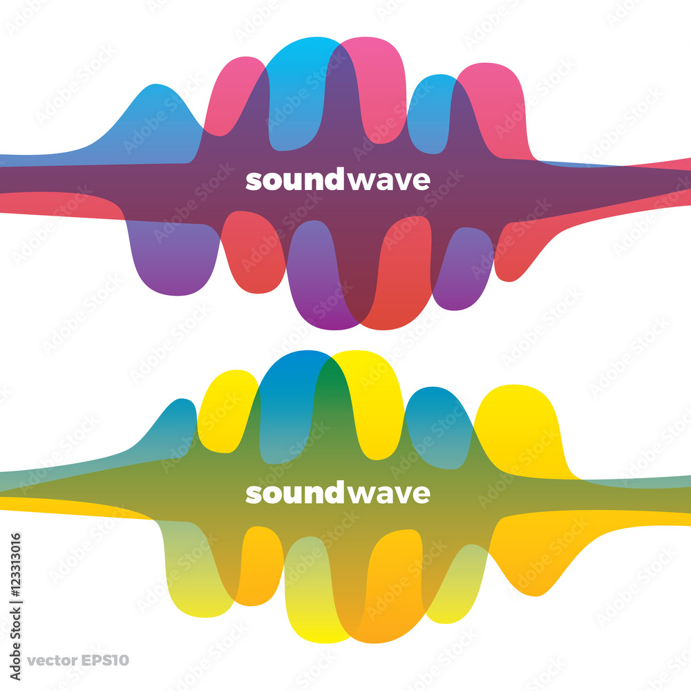 Sound wave symbol logo. Colorful gradient. Modern flat layered vector ...