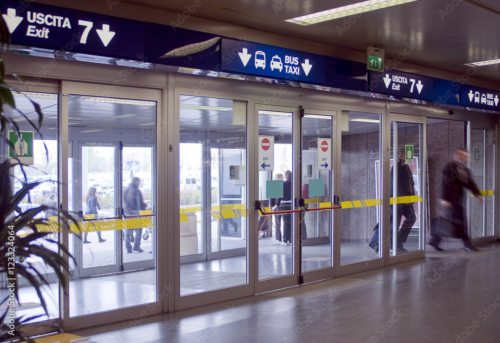 airport terminal, exit gate, people walking Stock Photo | Adobe Stock