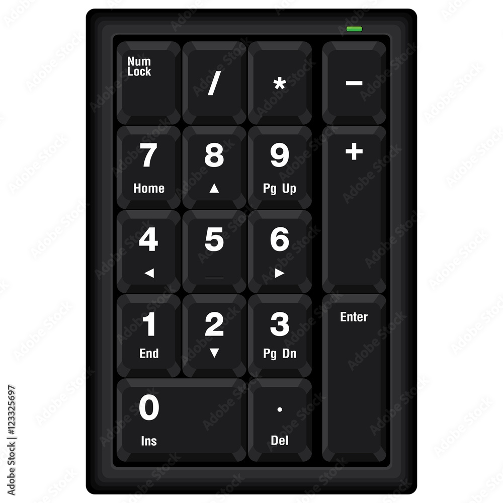 Computer numeric keyboard isolated on white background. Stock Vector ...