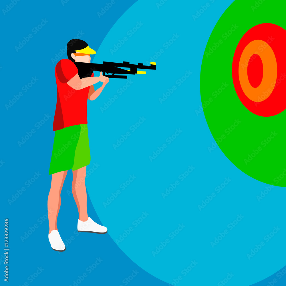 Shooting Player Summer Games. 3D Isometric Shooter Athlete. Sporting ...