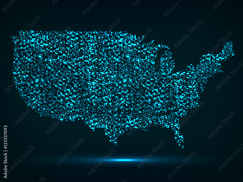 Abstract map of USA with glowing particles Stock Vector | Adobe Stock