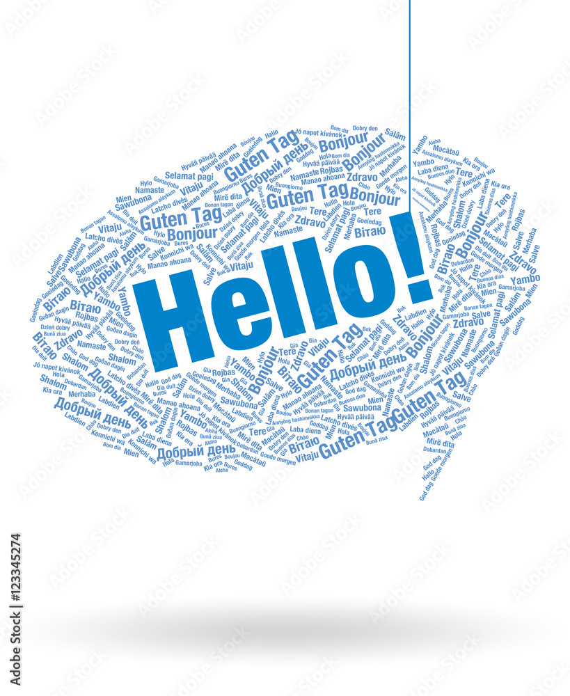 Word Hello in many languages vector word cloud concept illustration ...