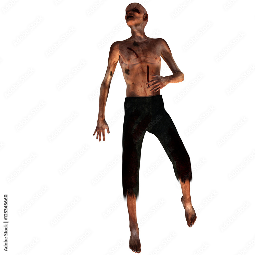 old, bald, weak zombies. In blood and cuts. He lies on his back and his ...