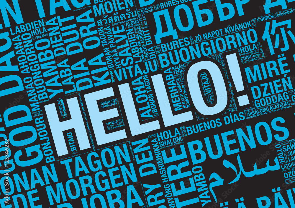 Word Hello in many languages vector word cloud concept illustration ...