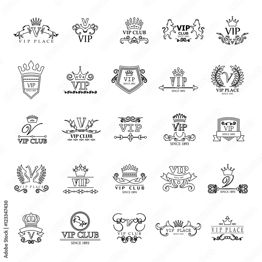 VIP Logo Set - Isolated On White Background - Vector Illustration ...