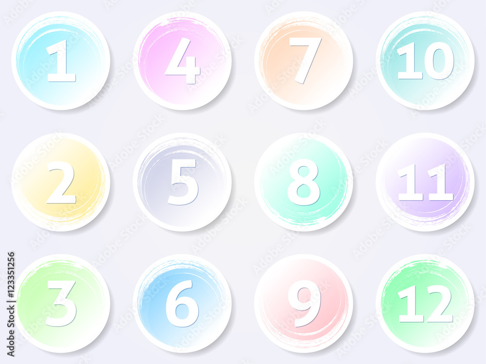Calendar circle labels with month numbers Stock Vector | Adobe Stock