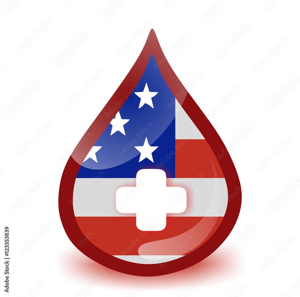 blood drop with usa flag and medical cross Stock Illustration | Adobe Stock