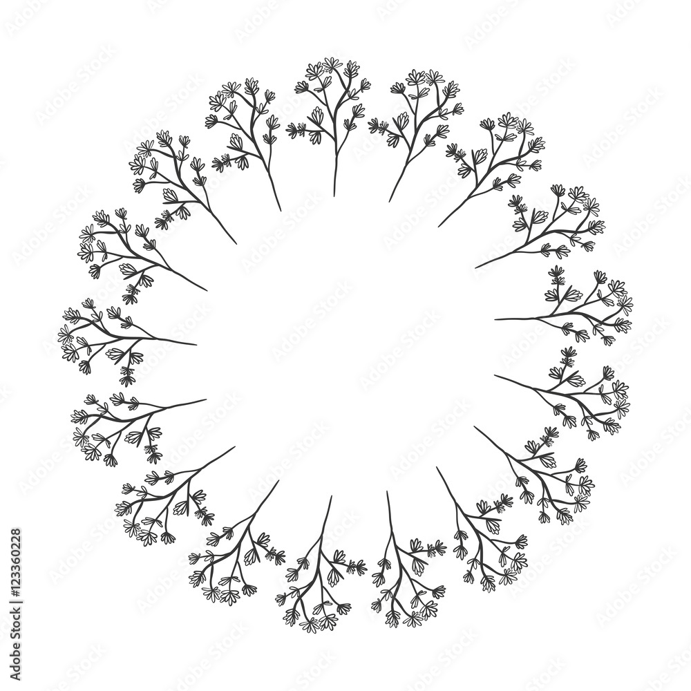 shape of sphere with branches of flowers vector illustration Stock ...