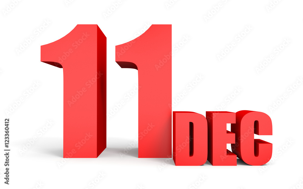 December 11. Text on white background. Stock Illustration | Adobe Stock