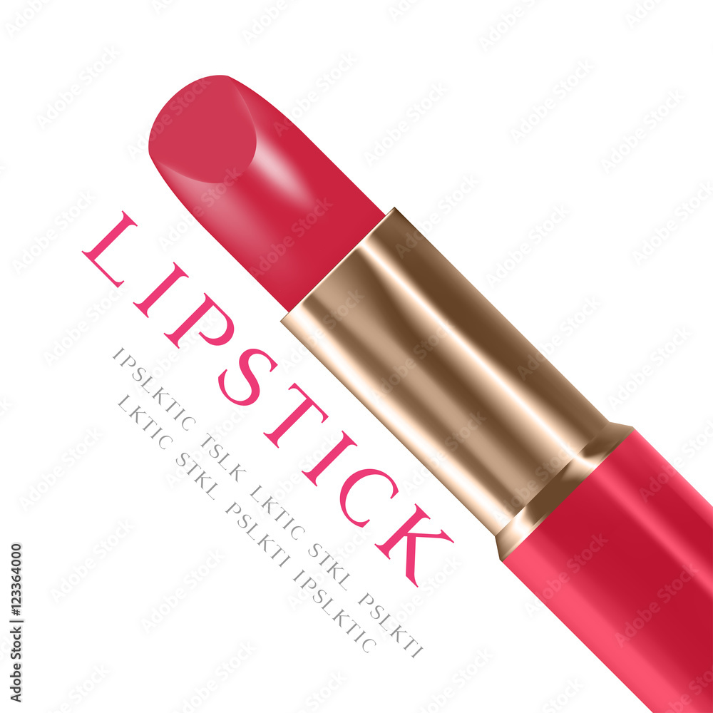 Lipstick pink color and lipstick text isolated on white background ...