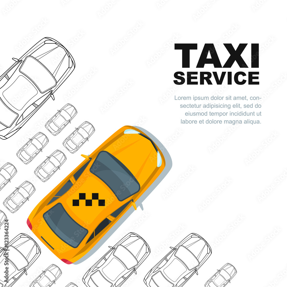 Taxi service concept. Vector banner, poster or flyer background ...