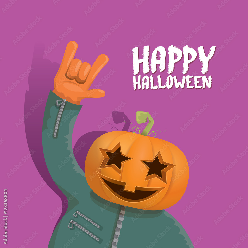 Rock n roll Happy halloween vector greeting card Stock Vector | Adobe Stock