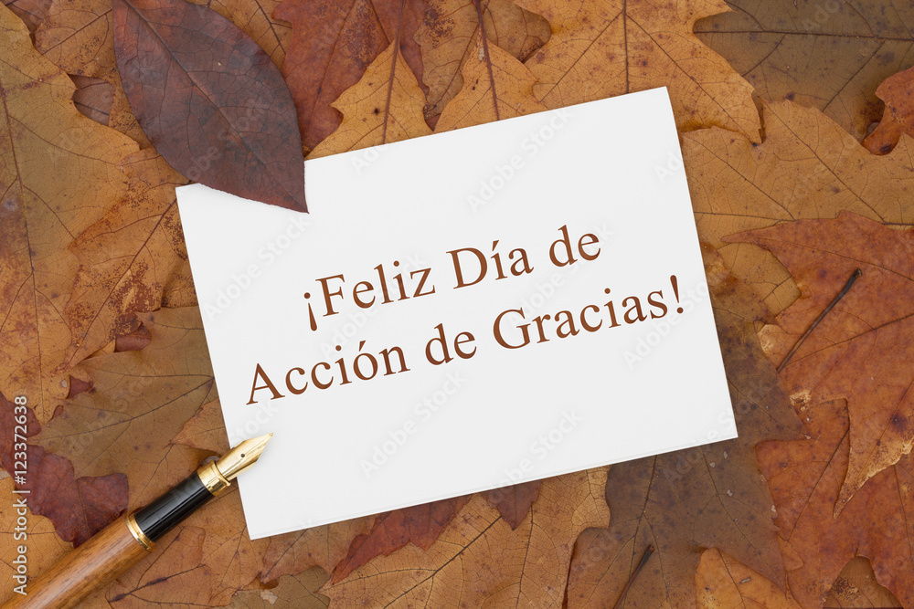 Happy Thanksgiving Greeting Card in Spanish Stock Photo | Adobe Stock