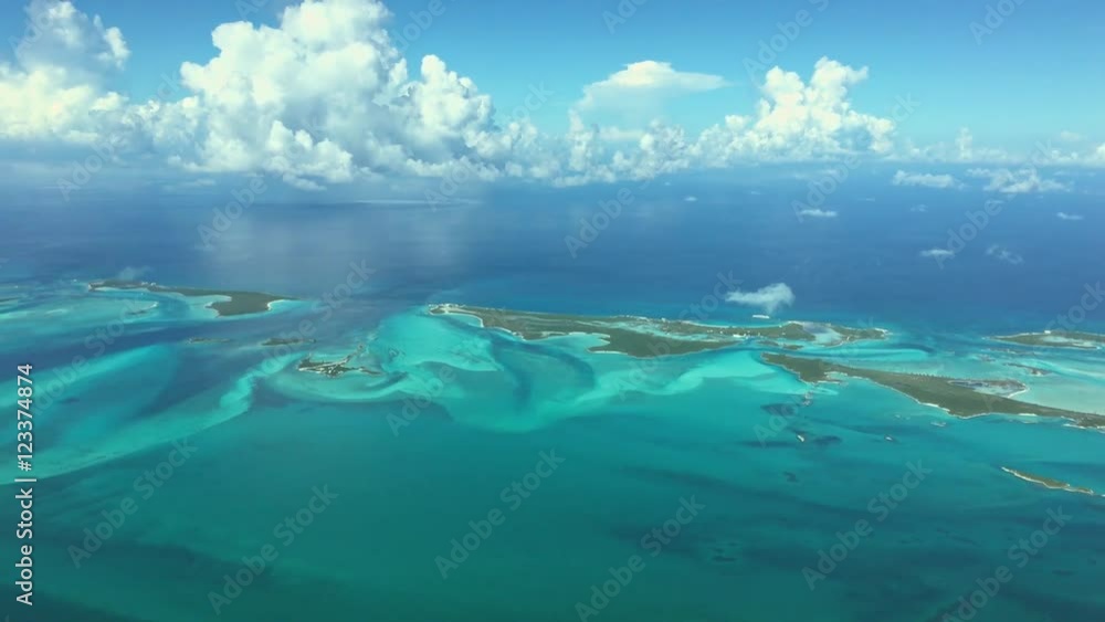 Scenic view from above on the uninhabited islands of the Bahamas Stock ...