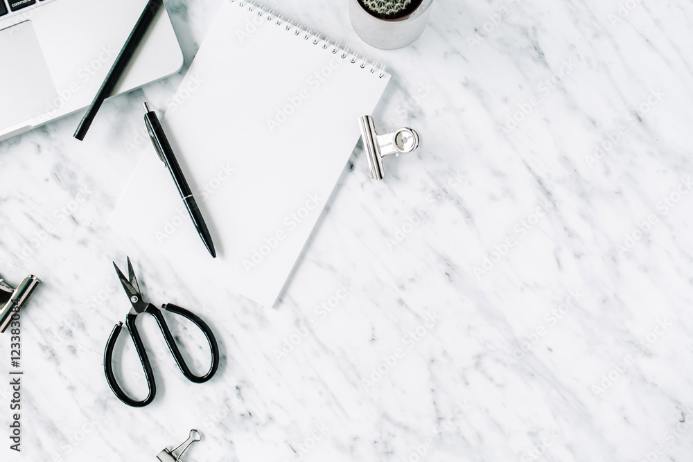Marble background workspace. Flat lay, top view office table Stock ...