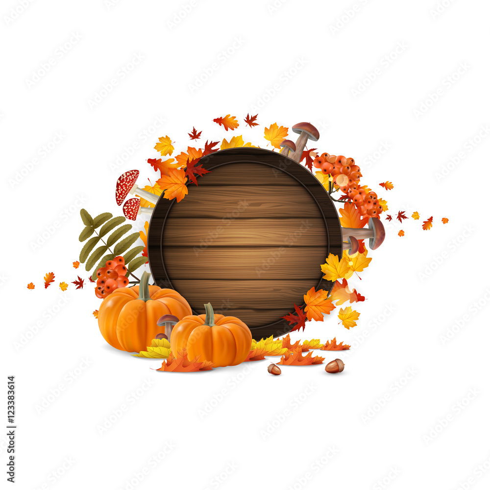 Autumn leaves and pumpkins composition. Design of autumn season. Autumn ...