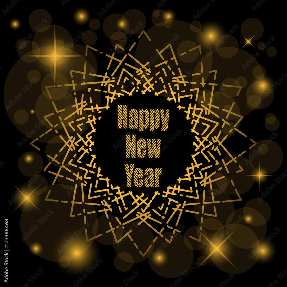 Happy New Year greeting card. Holiday Vector Illustration With ...