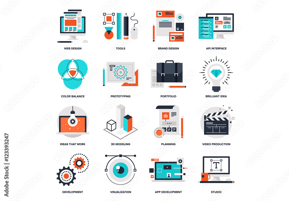 Design and Development Icon Set Stock Template | Adobe Stock