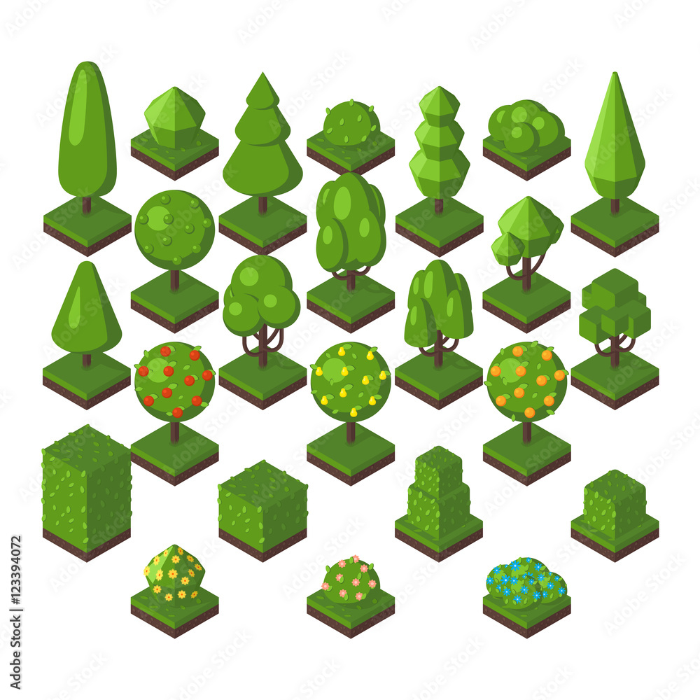 Isometric tree vector illustration. Stock Vector | Adobe Stock