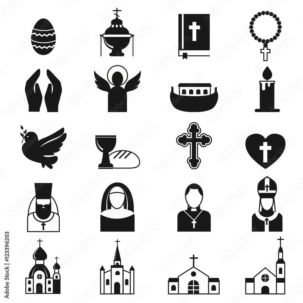 Vector black religion icon set. Stock Vector | Adobe Stock