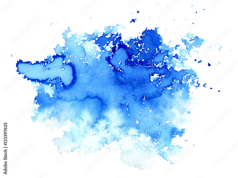Blue watery illustration.Ink drawing.Abstract watercolor hand drawn ...