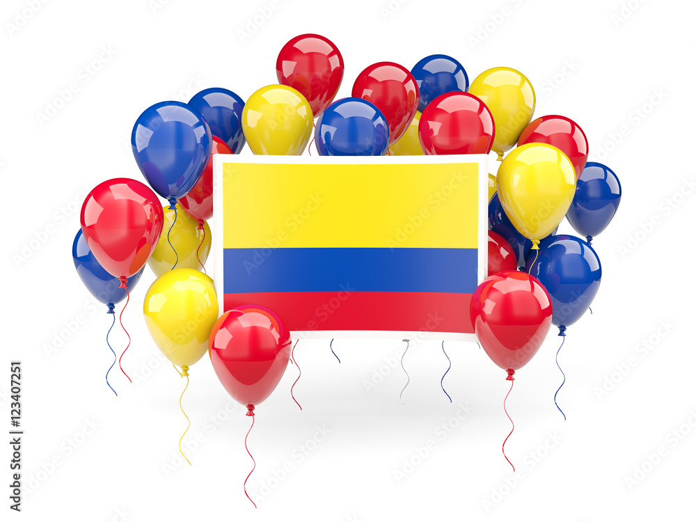 Flag of colombia with balloons Stock Illustration | Adobe Stock