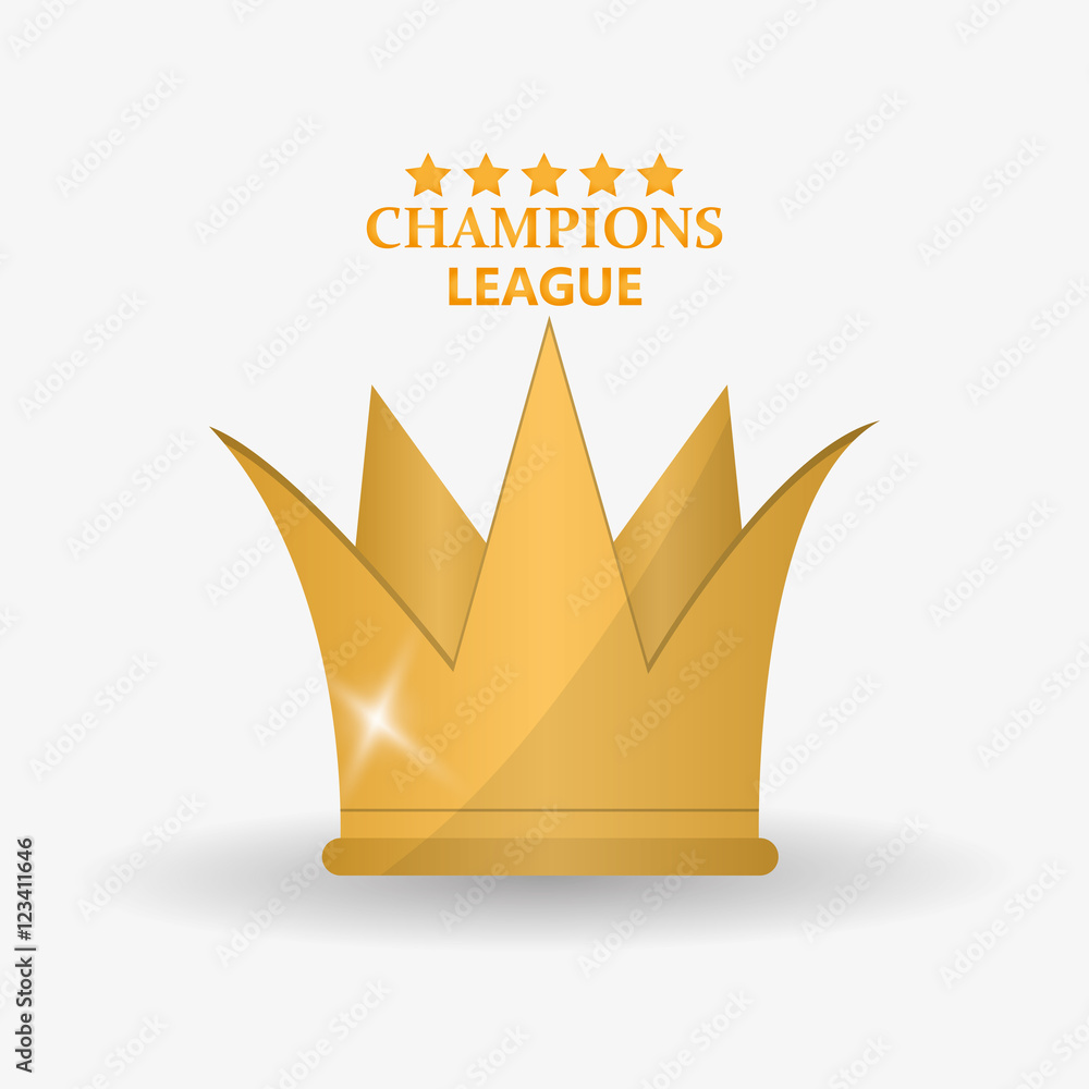 Gold crown icon. Champions league winner and success theme. Colorful ...