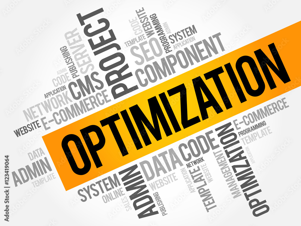 OPTIMIZATION word cloud collage, business technology concept background ...
