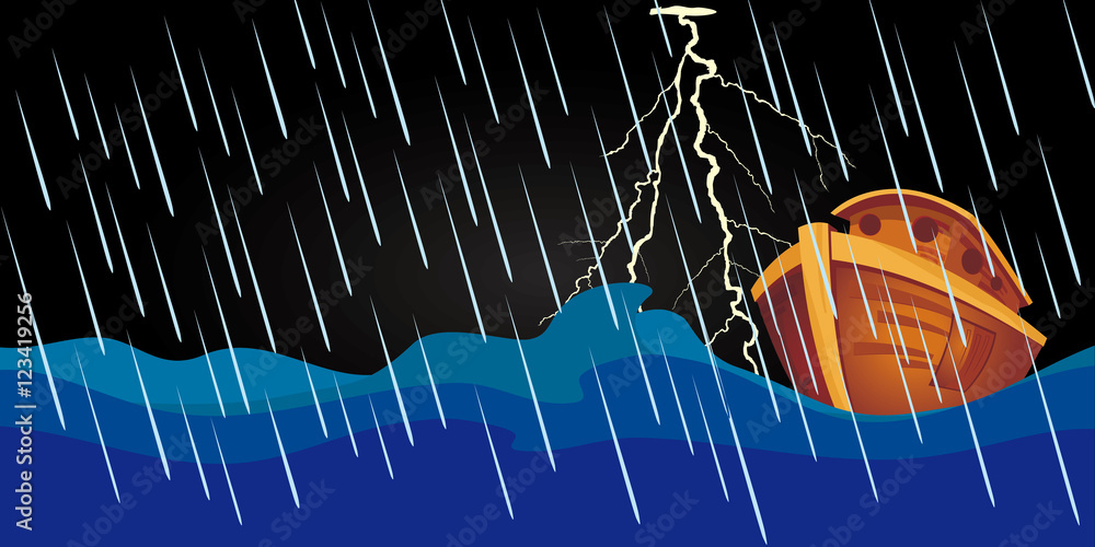 Noahs Ark in the rain storm Stock Vector | Adobe Stock