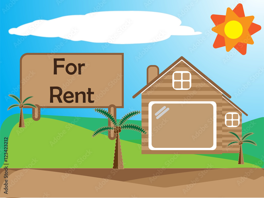 Home for rent , Cartoon drawing , business concept, Vector illustration ...