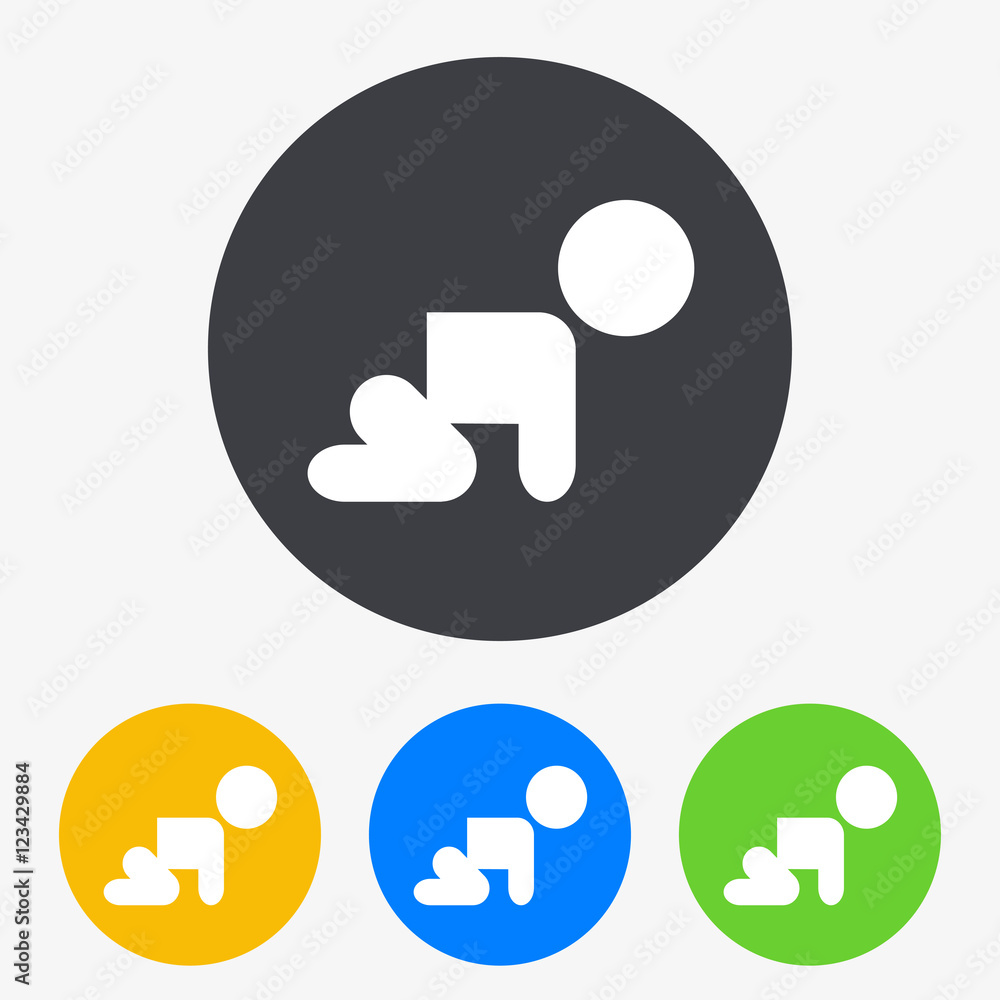 Icono plano bebé gateando en circulo varios colores Stock Vector ...