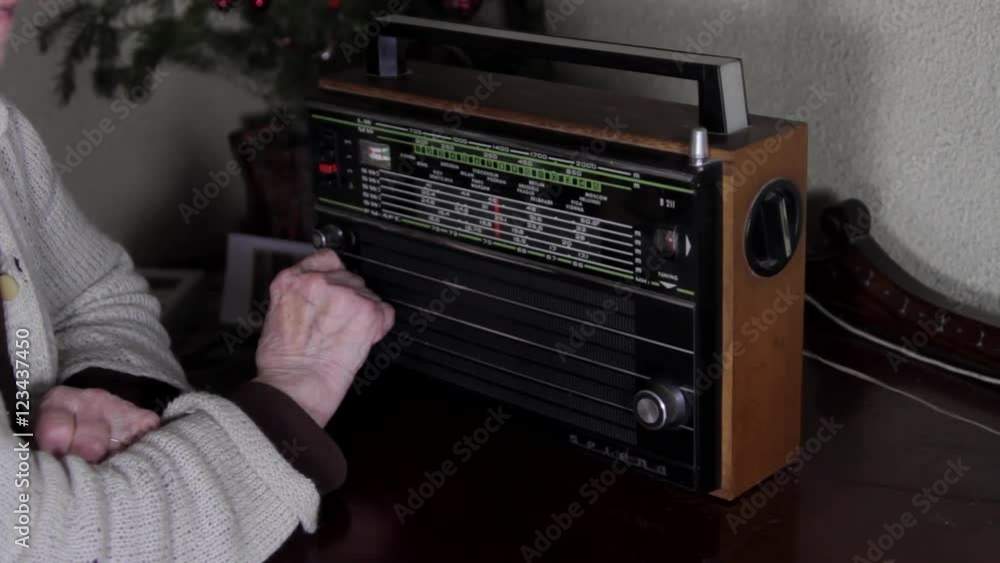 Very Old Woman Hand Changing Stations On A Very Old Radio, Pan Stock ...