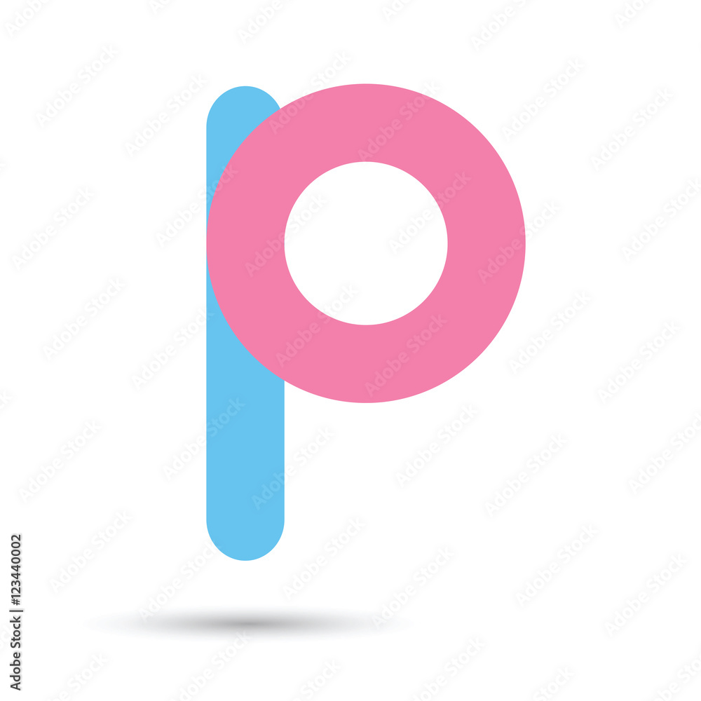 p font vector with blue and pink color on White background, Futu Stock ...