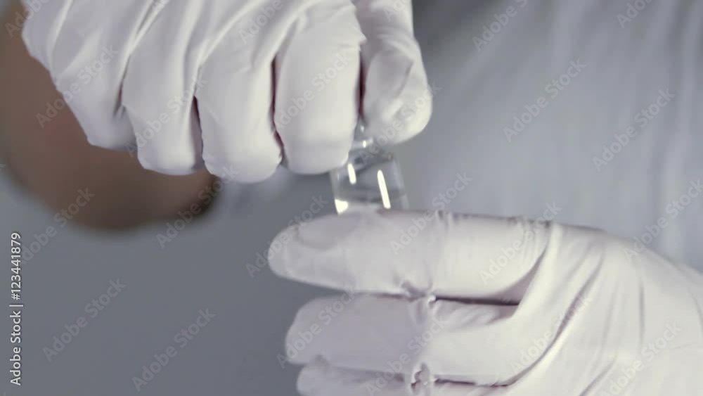 Nurse Opening Up a Vial Of Medicine, Hands Detail, Clinic, Hospital ...