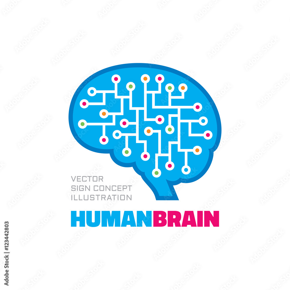 Human brain - vector logo template concept illustration. Modern ...